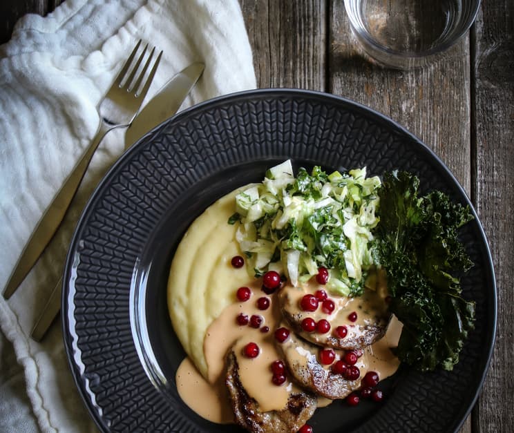 Leverbiff med len potatispuré
